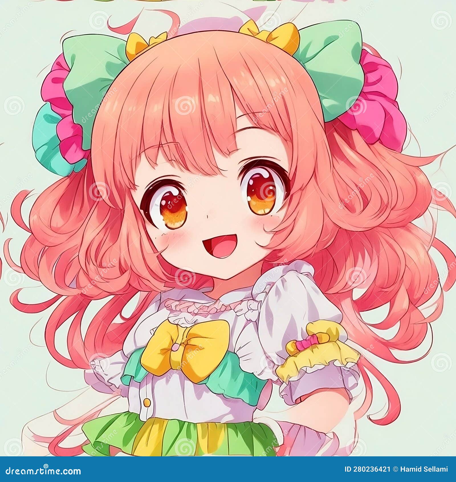 Cute anime girll stock illustration. Illustration of sketch - 280236421