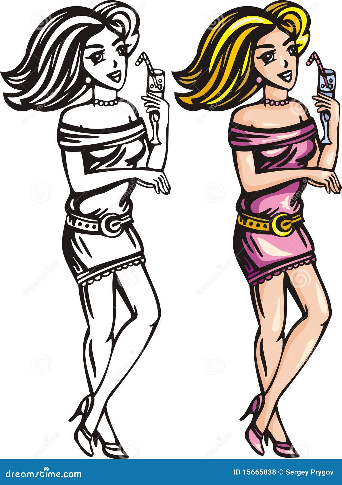 Anime Girls. stock vector. Illustration of buff, beaut - 15665838