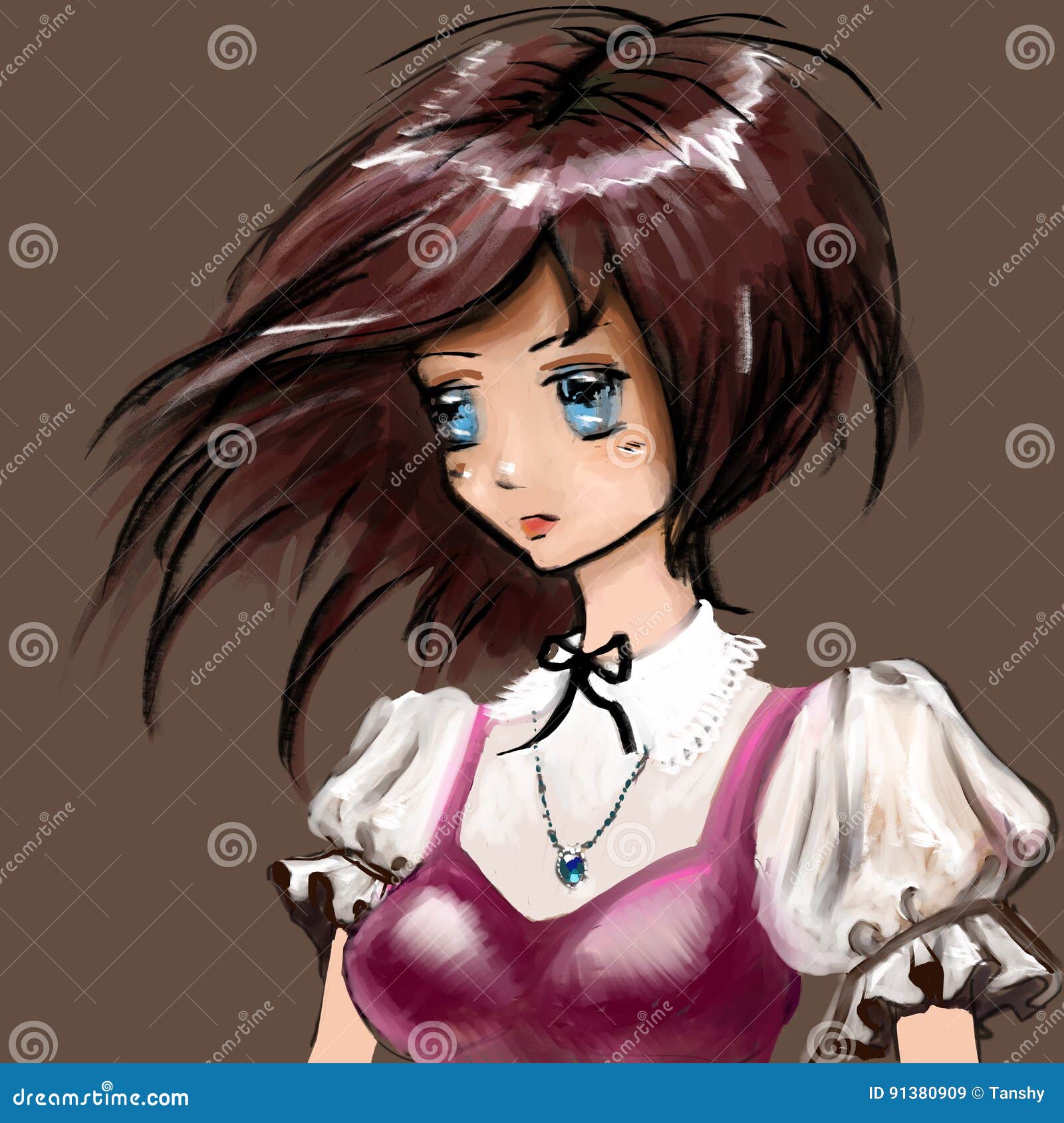 Anime. , Head, Drawing, Girl Stock Illustration - Illustration of mask ...