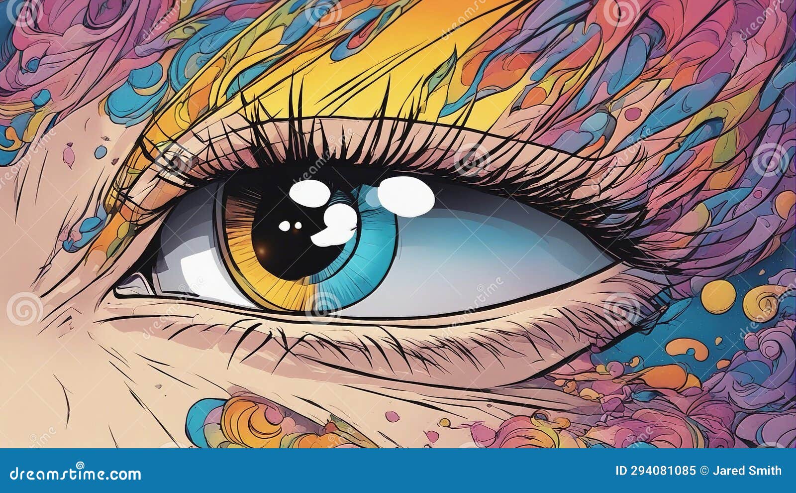 Anime Inspired Eye of the World Splash Art Stock Illustration ...