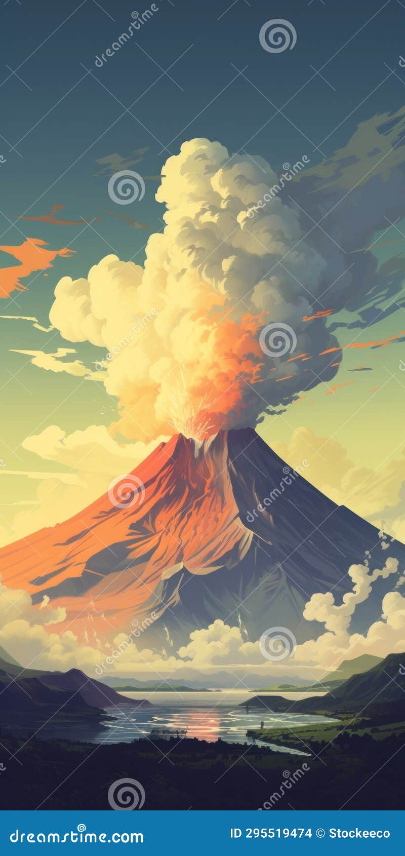 Anime-inspired Volcano Art a Hyper-detailed Celebration of Nature Stock ...