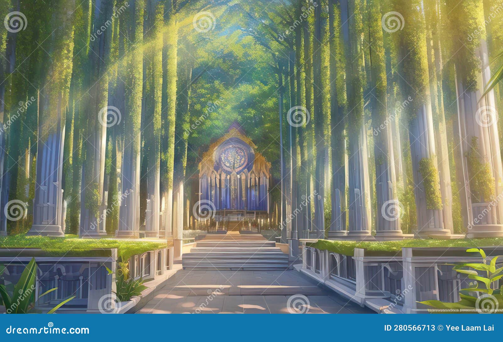Anime Kathedrale Kirche Generative Ai Stock Abbildung - Illustration ...