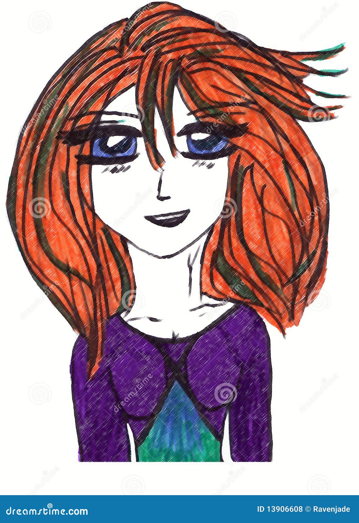 Anime lady stock illustration. Illustration of anime - 13906608