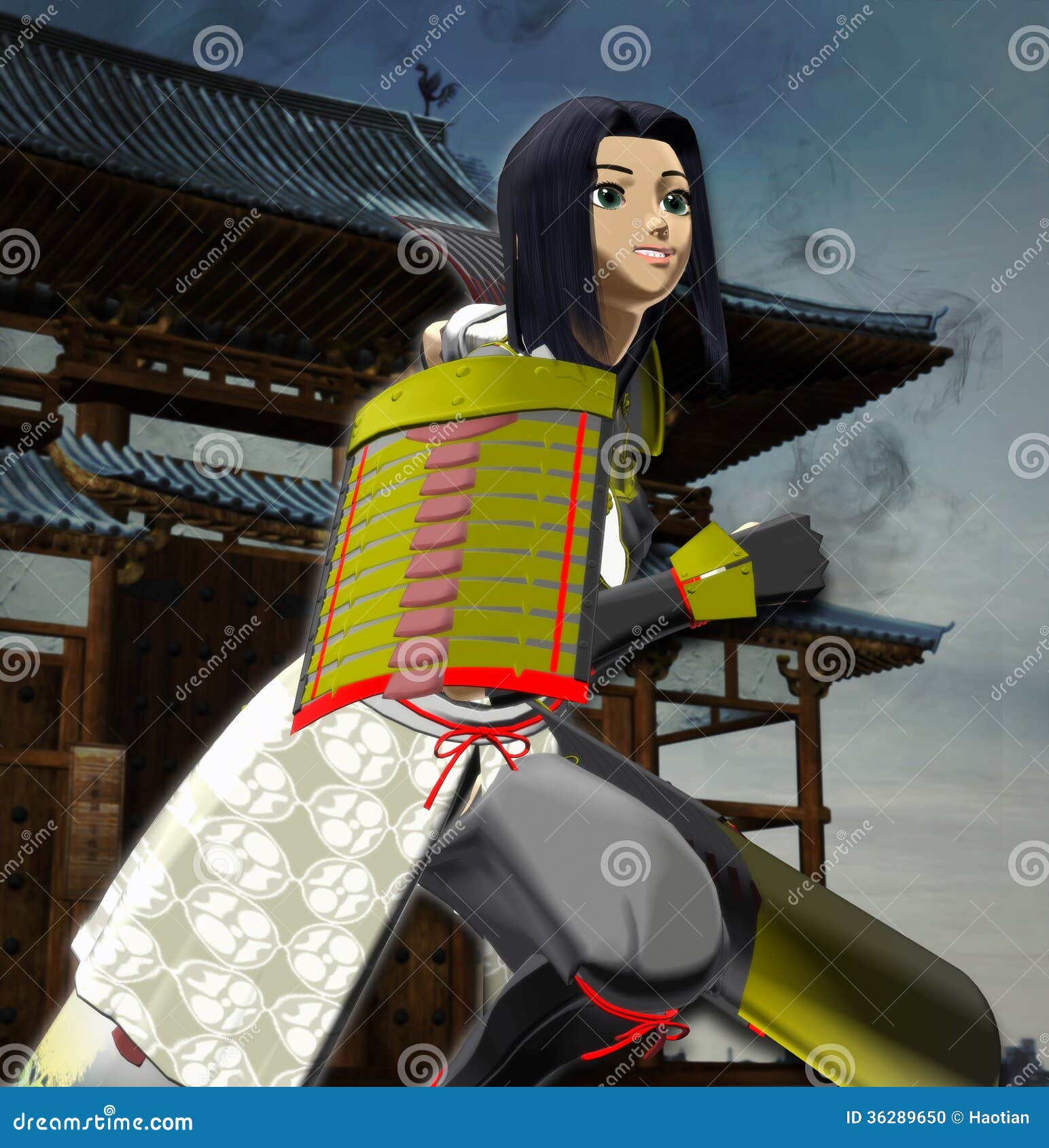 Samurai Anime Boy And Girl One Line Drawing Vector Illustration ...