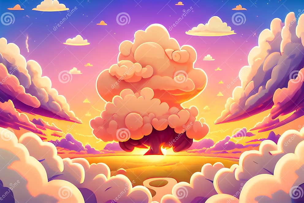 Anime Nuclear Explosion. Generative AI Stock Photo - Image of ...