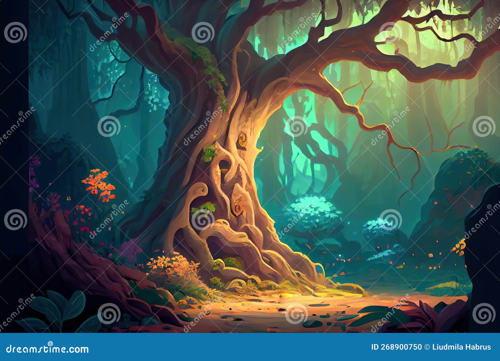 Anime Old Mystic Forest. Generative AI Stock Photo - Image of mystical ...