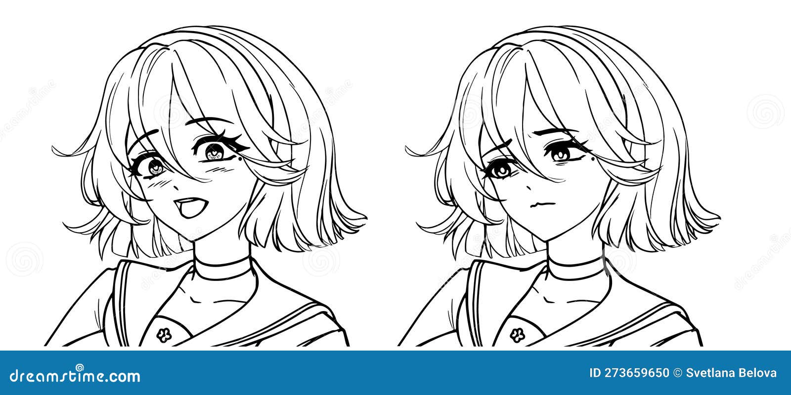 Anime School Girl Expressions Royalty-Free Stock Image | CartoonDealer ...