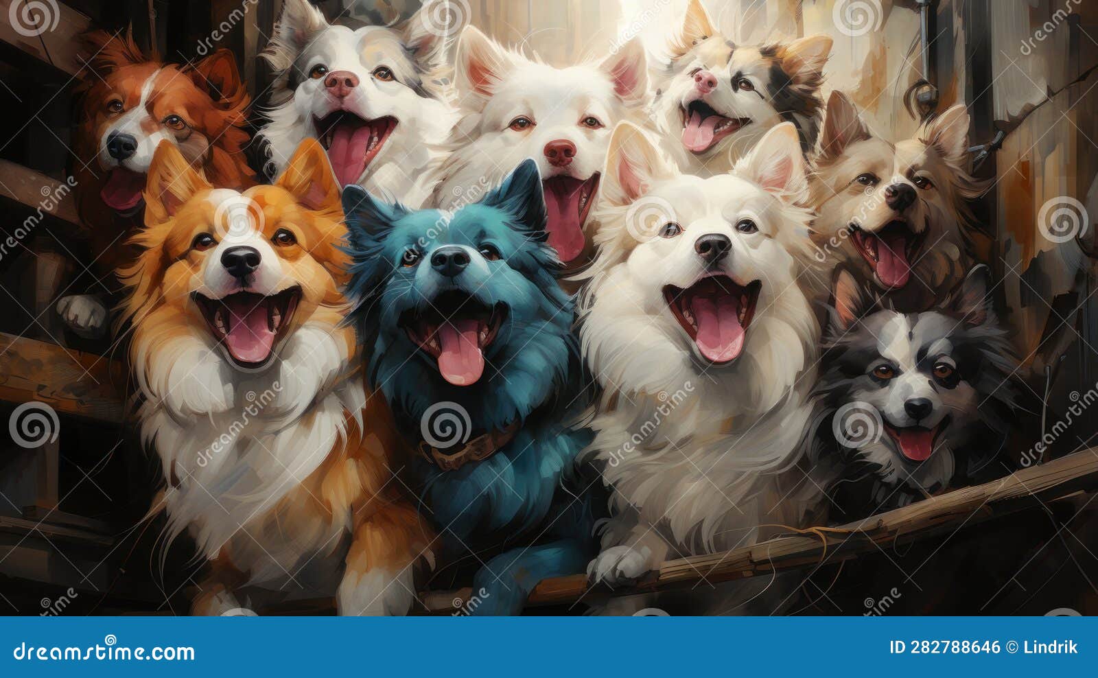 Anime set of dogs stock illustration. Illustration of dogs - 282788646