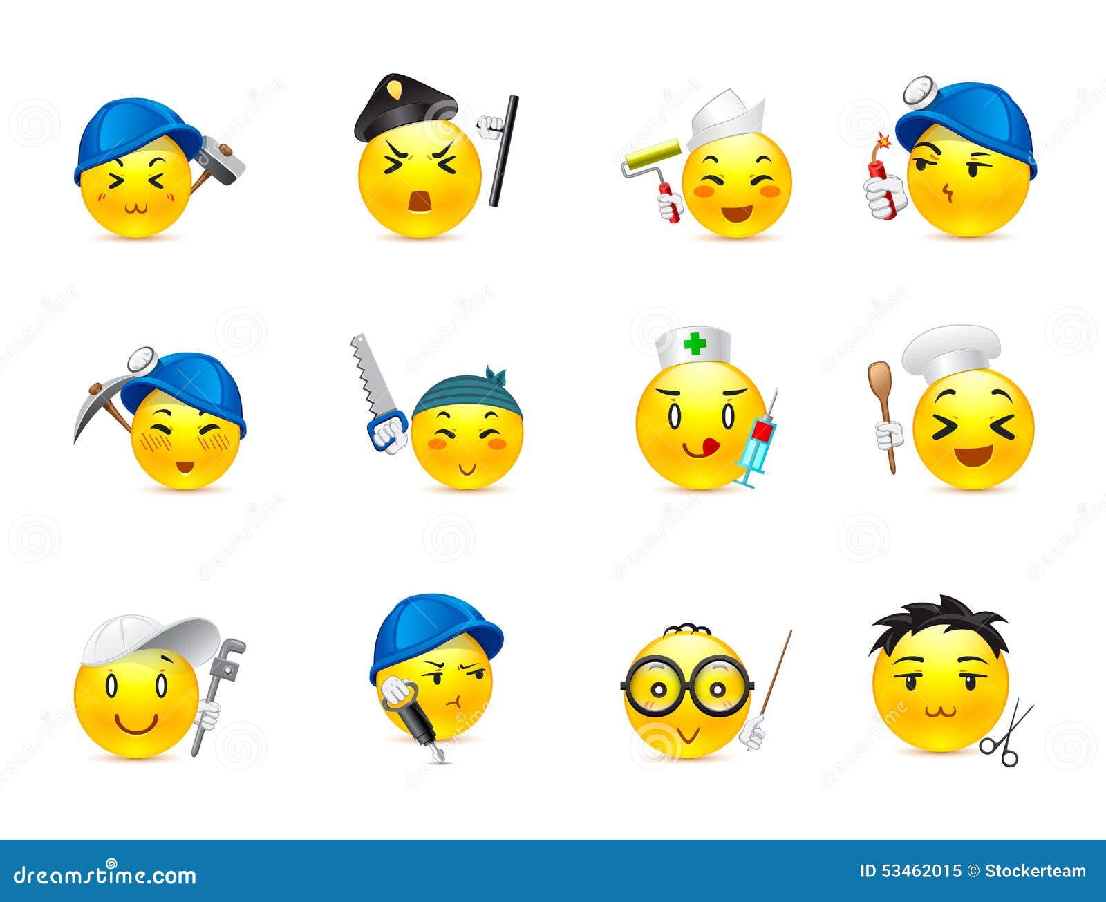 Anime Smilies Different Professions Stock Illustration - Illustration ...
