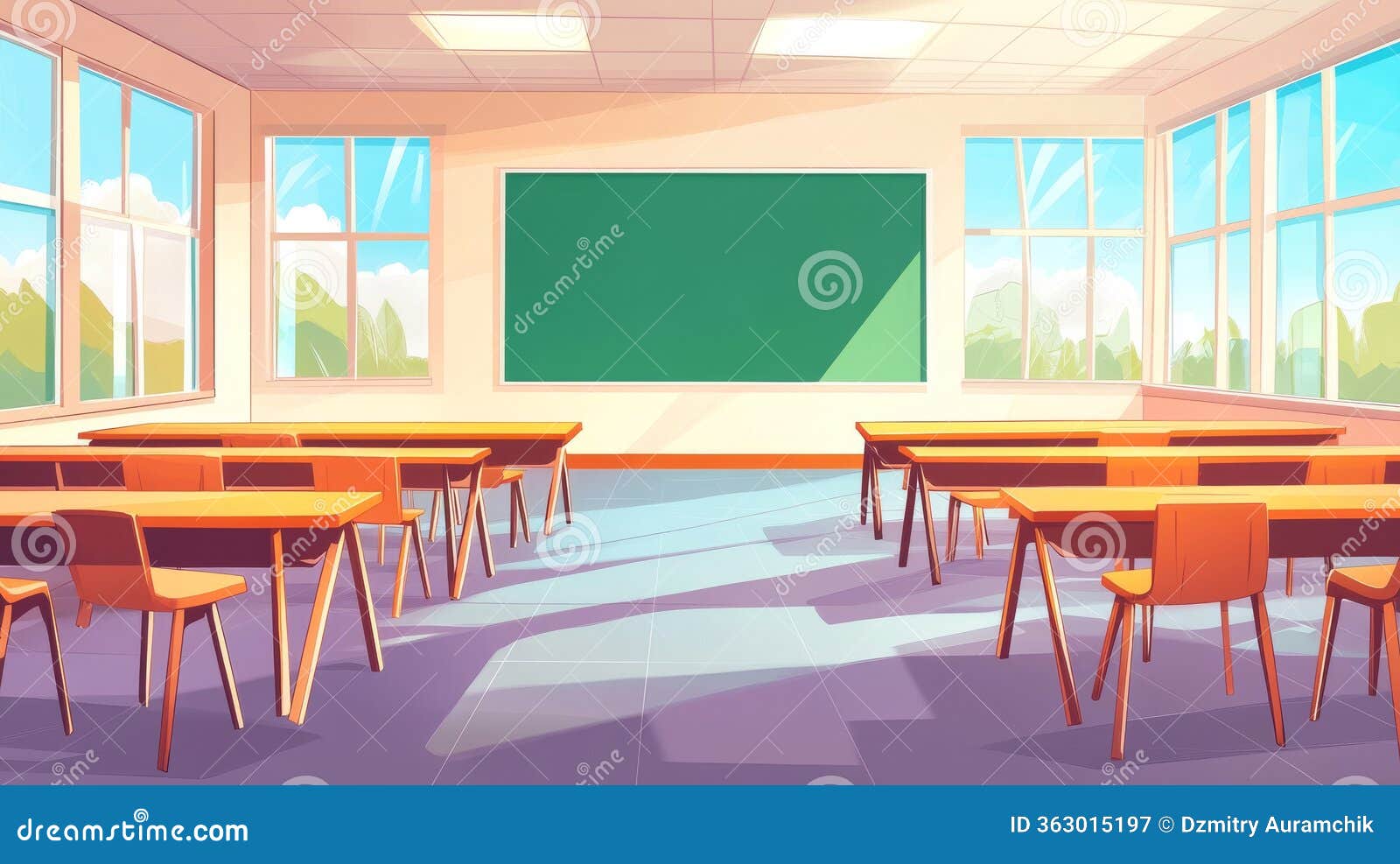 An Anime-style Background Featuring a Game Setting within a Classroom ...