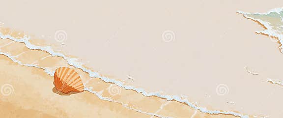 Anime Style Background, a Seashell on the Beach. Stock Image - Image of ...