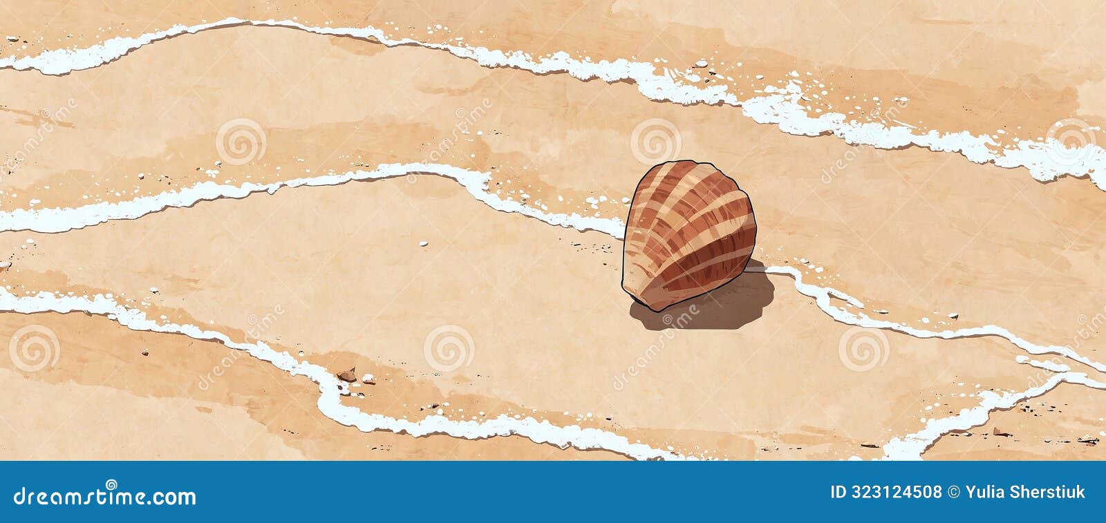 Anime Style Background, a Seashell on the Beach. Stock Photo - Image of ...