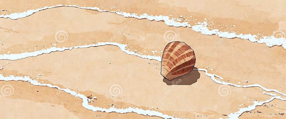 Anime Style Background, a Seashell on the Beach. Stock Photo - Image of ...