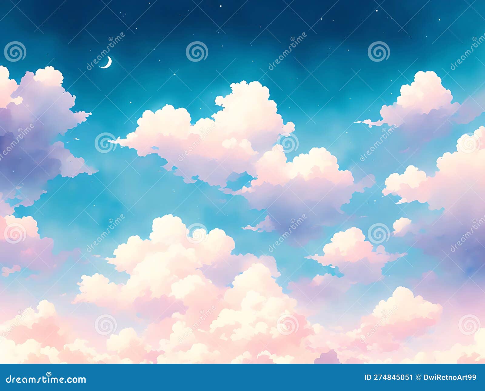 Anime Style Clouds Background with Pastel Color. Generative AI Stock ...