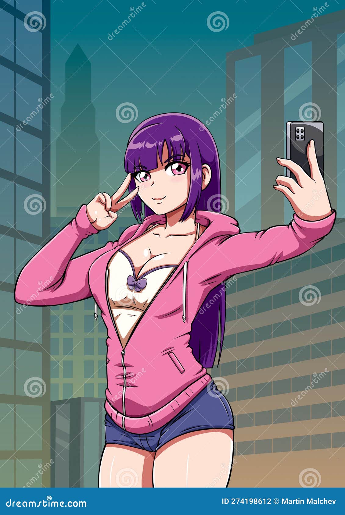 Anime Girl Taking Selfie stock vector. Illustration of cheerful - 274198612 Anime Girl Taking Selfie stock vector. Illustration of cheerful - 274198612