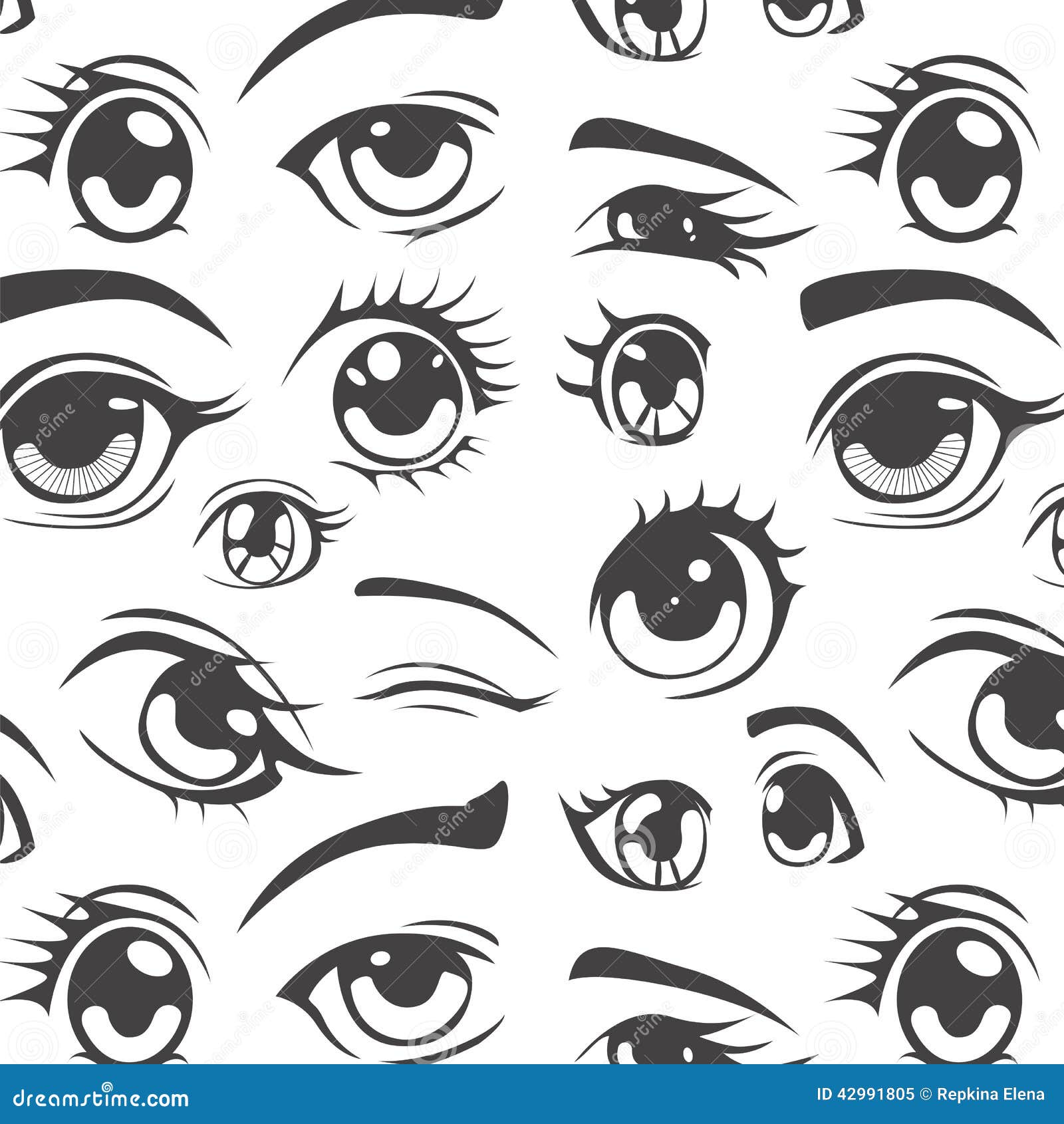 Anime Style Seamless Pattern Stock Vector - Illustration of look ...