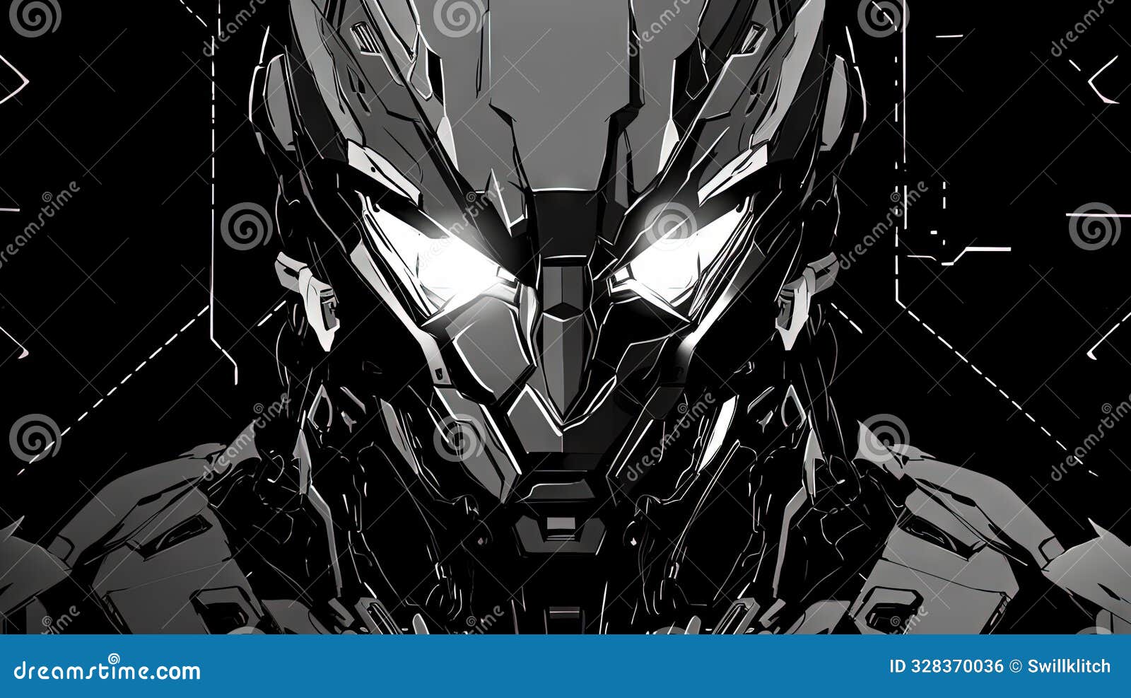 Anime Styled Cyborg or Mecha Robot in Vintage 90s or 00s Techno Style ...