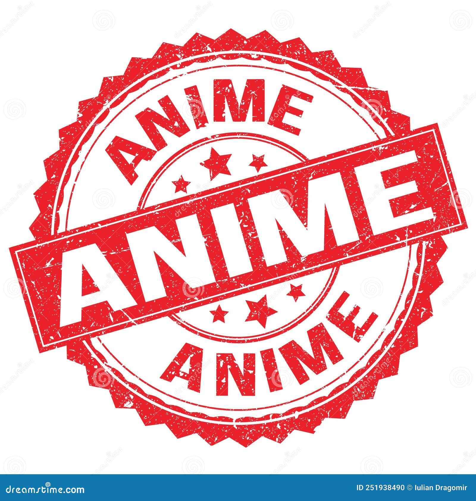 ANIME Text on Red Round Stamp Sign Stock Illustration - Illustration of ...