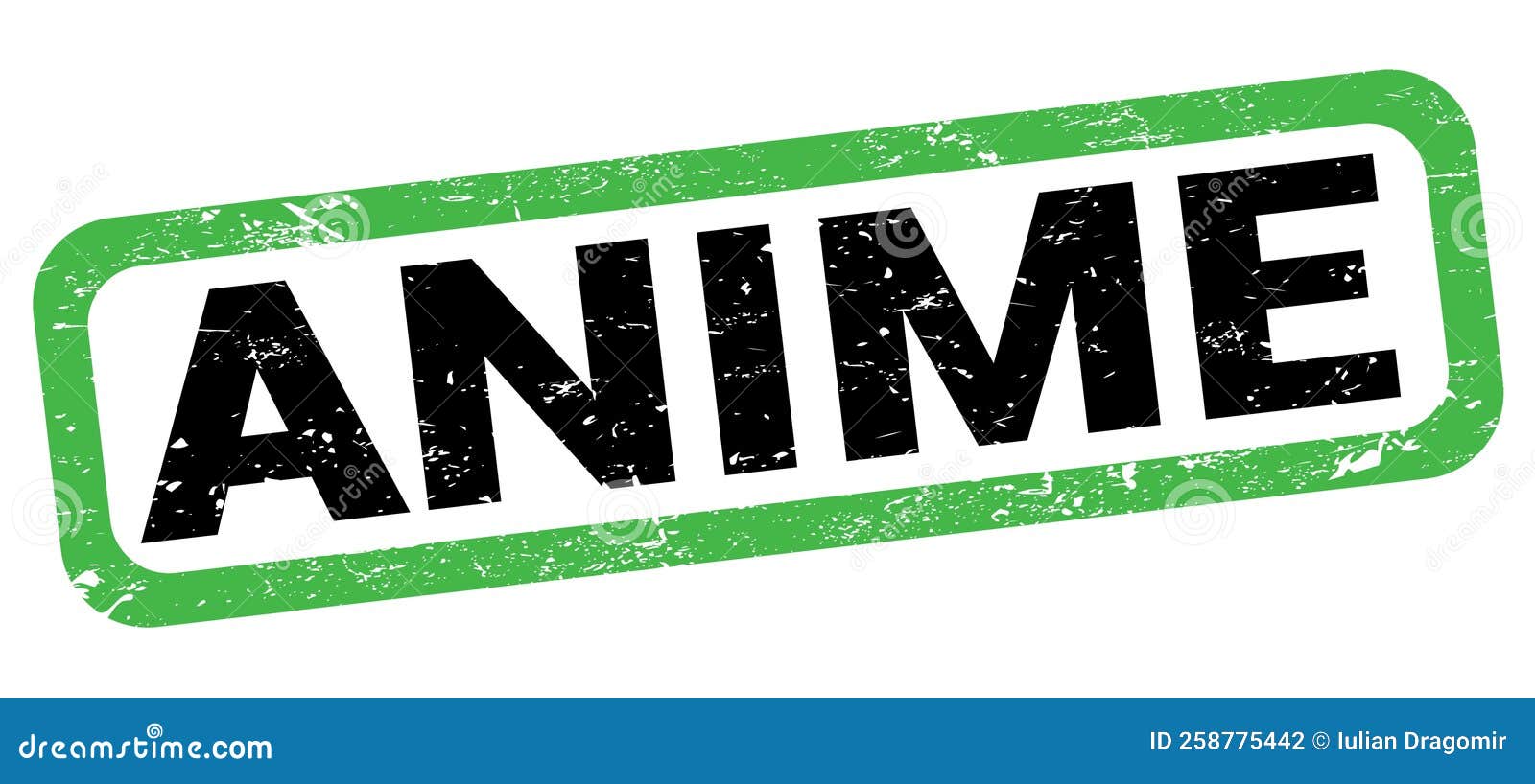 ANIME Text Written on Green-black Rectangle Stamp Stock Illustration ...