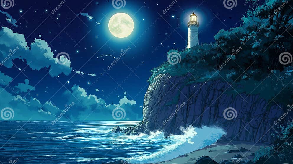 Anime theme for background stock image. Image of moon - 340769241