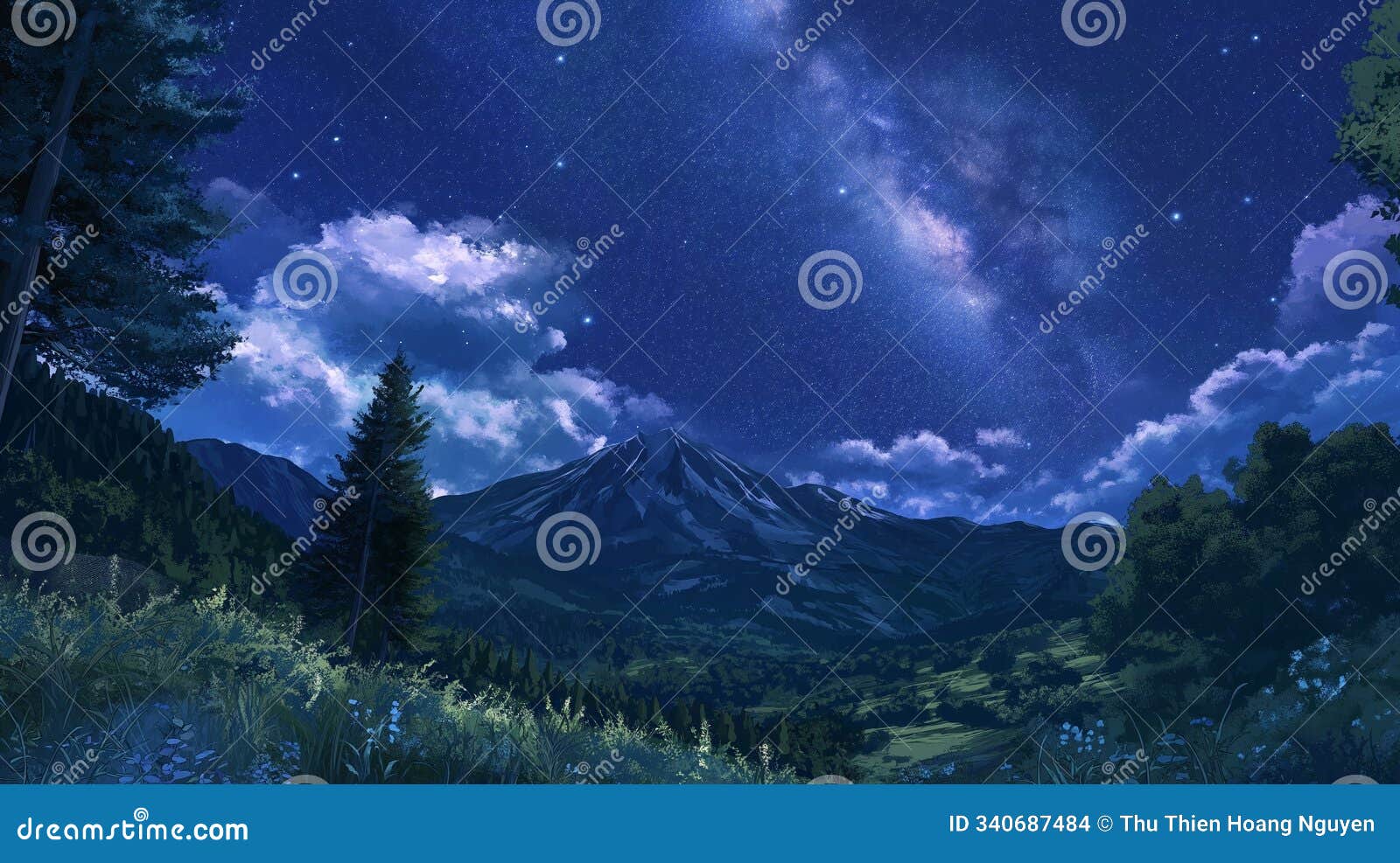 Anime Theme of the Background Stock Photo - Image of view, starry ...