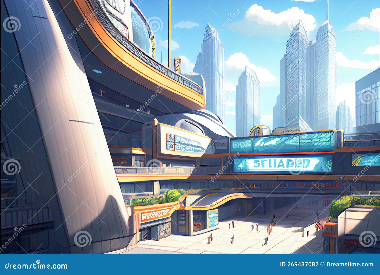 Anime View of the Metropolis Train Station. Generative AI Stock ...