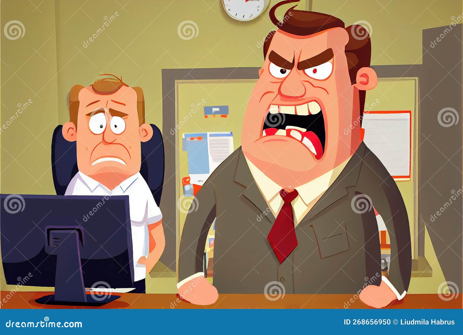 Anime Worker and Evil Boss. Generative AI Stock Illustration ...