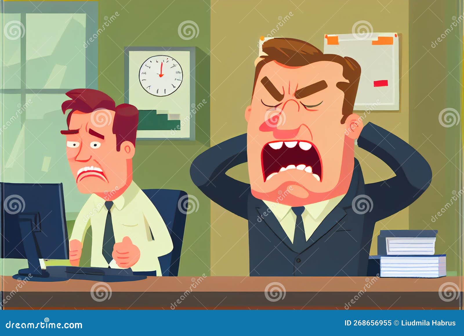 Anime Worker and Evil Boss. Generative AI Stock Illustration ...