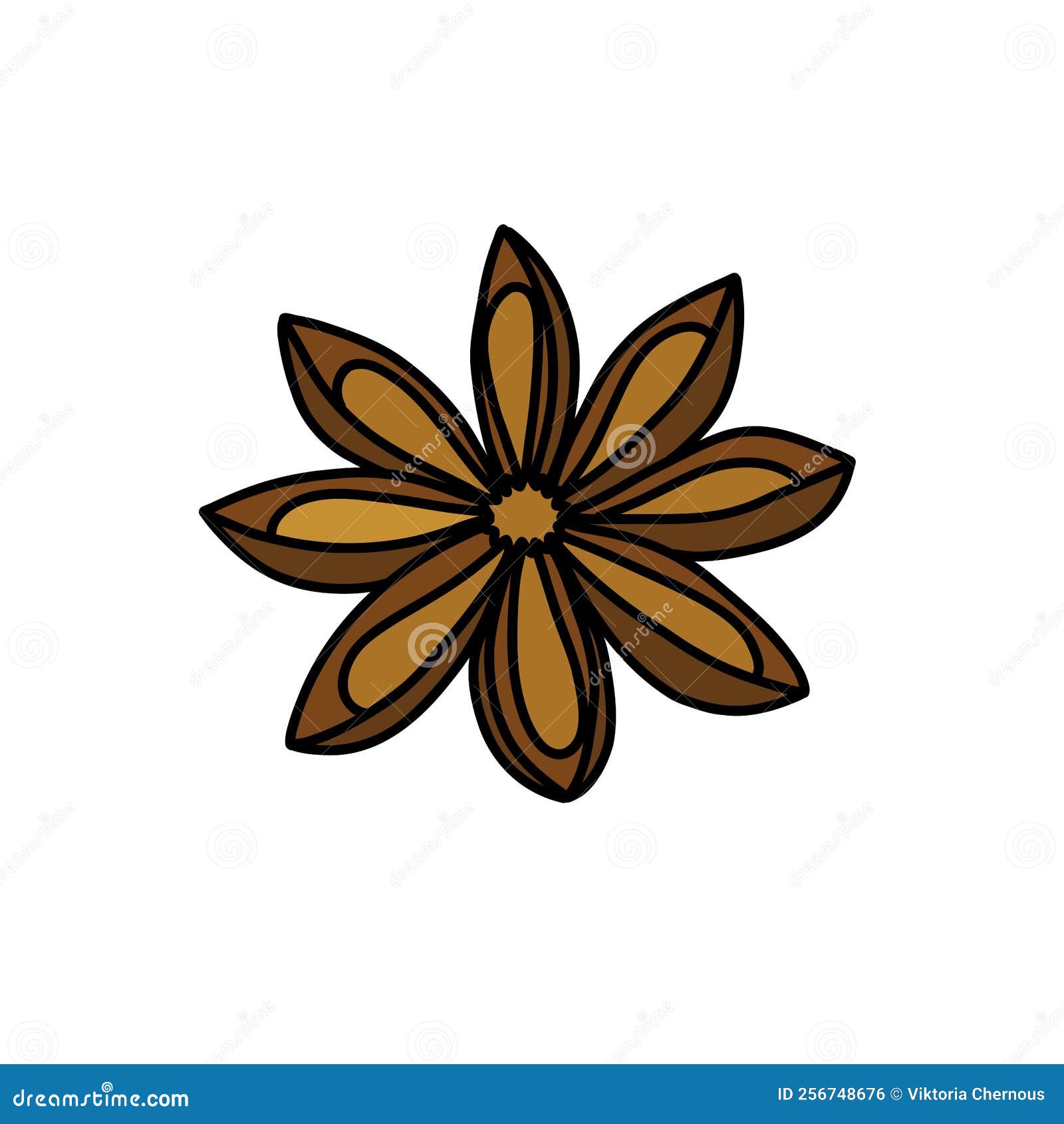 Anise Star Doodle Icon, Vector Color Line Illustration Stock Vector ...