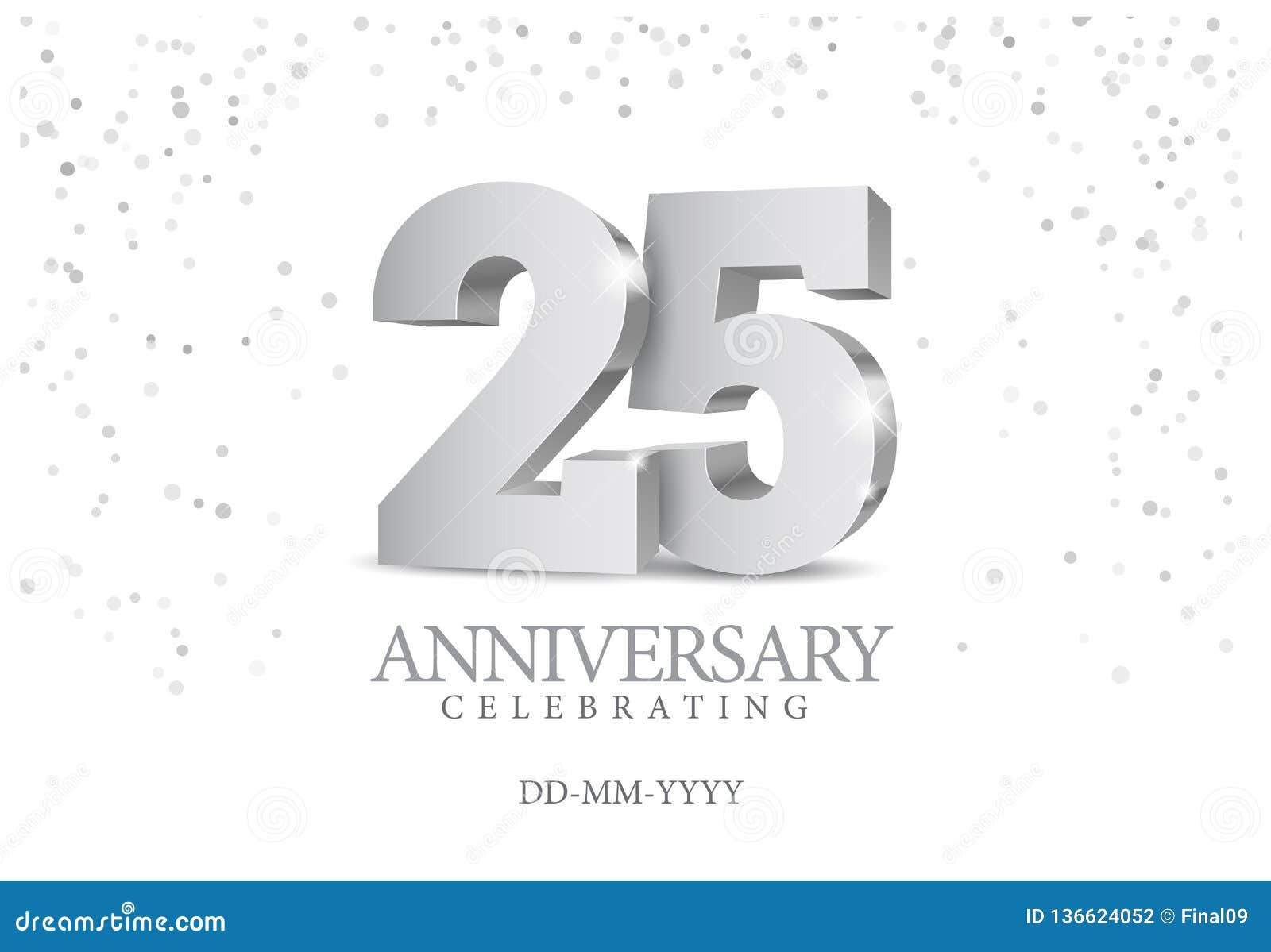 Aniversario 25 Números De Plata 3d Ilustración del Vector - Ilustración ...