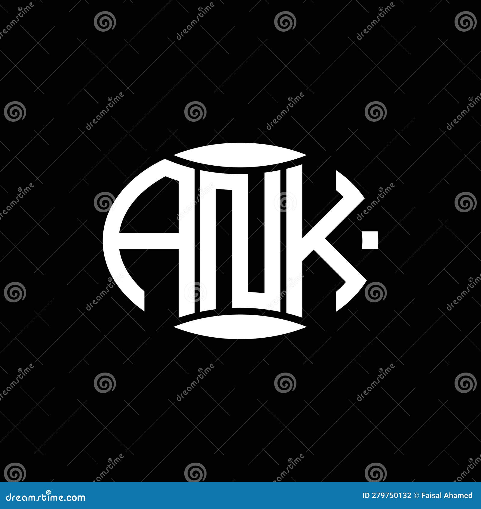 ANK Abstract Monogram Circle Logo Design on Black Background. ANK ...