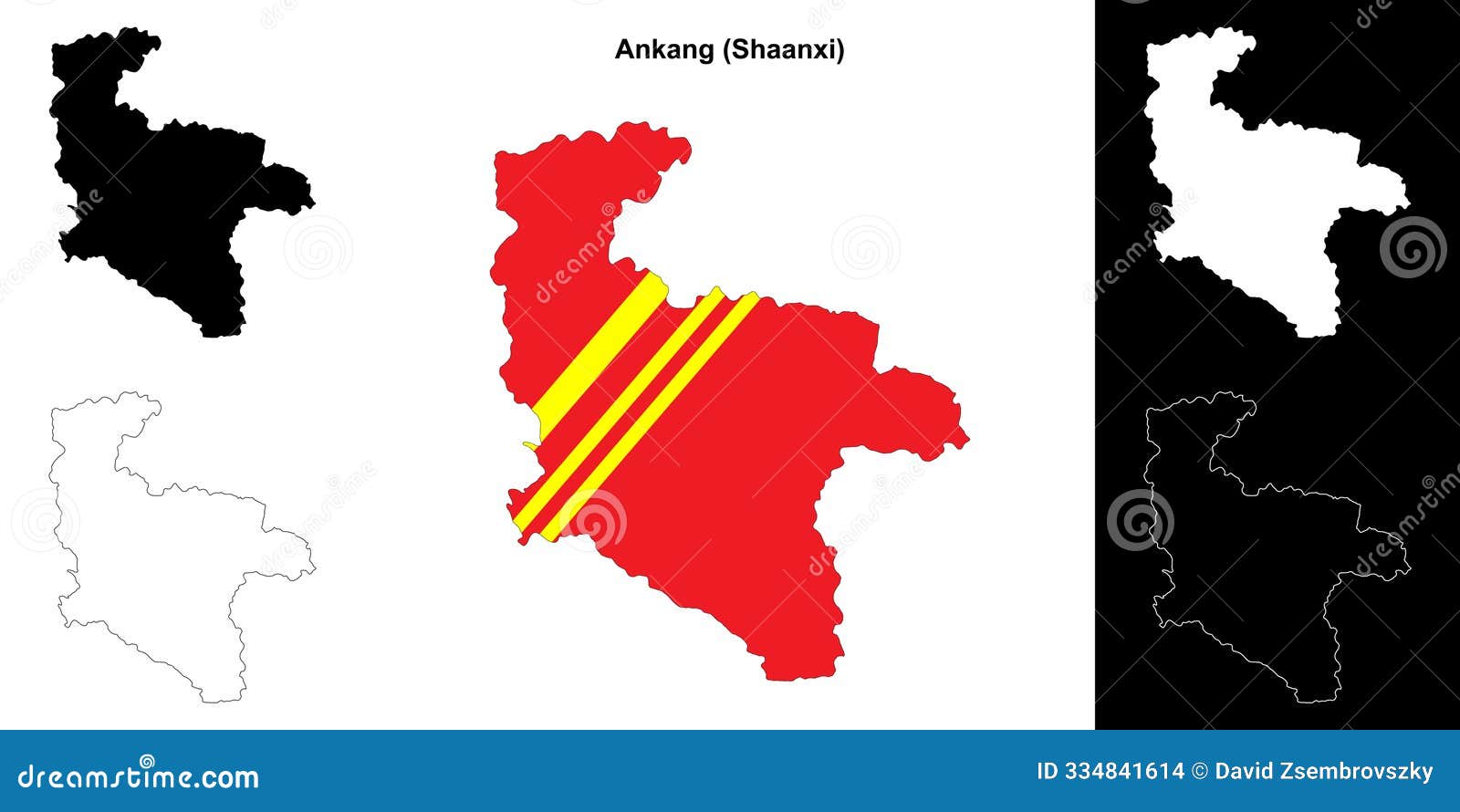 Ankang outline map stock illustration. Illustration of shape - 334841614
