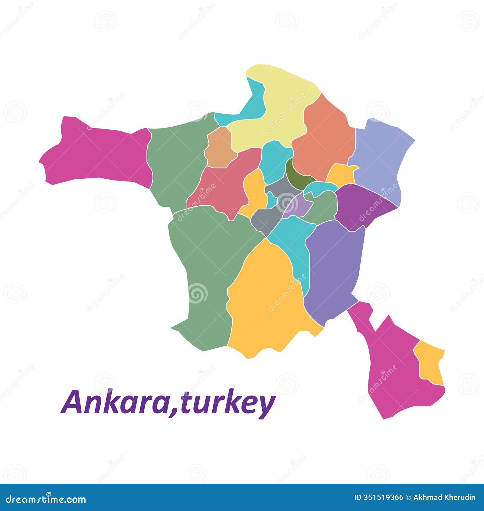Ankara City Republic Of Turkey, Anatolia Map Vector Illustration ...