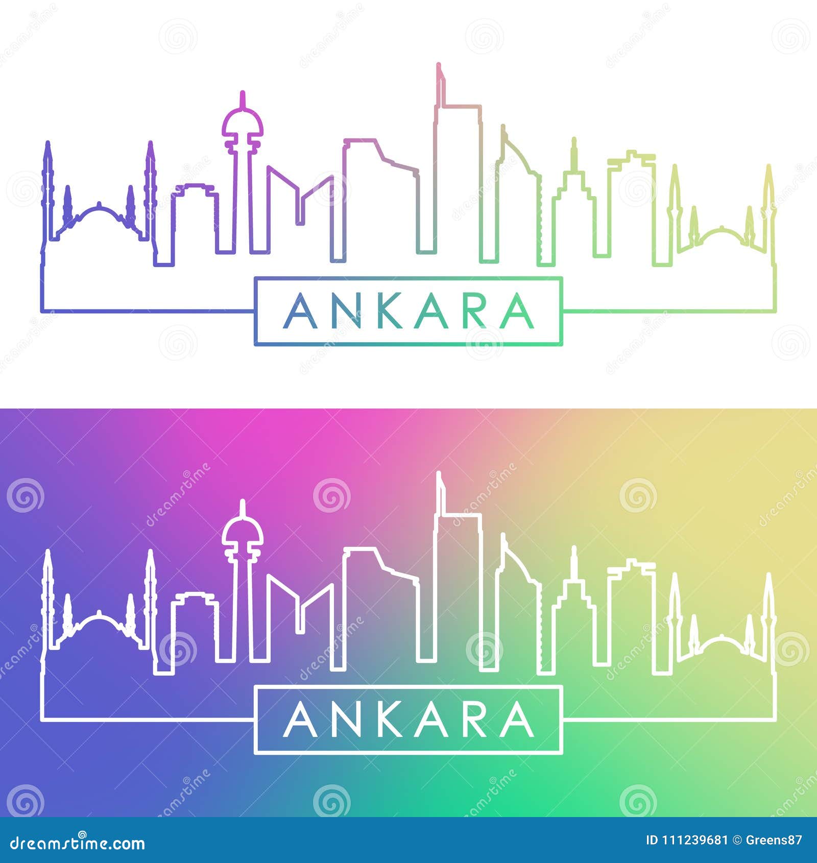 Ankara Skyline, Monochrome Silhouette. Cartoon Vector | CartoonDealer ...