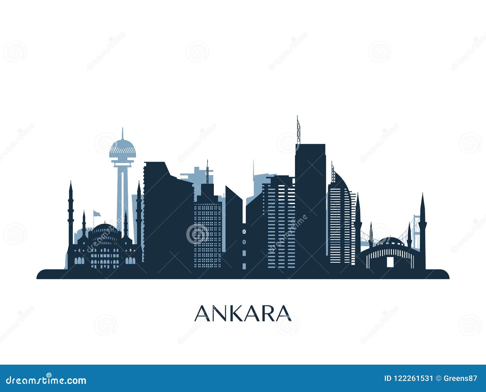Ankara Skyline And Landmarks Silhouette Cartoon Vector | CartoonDealer ...
