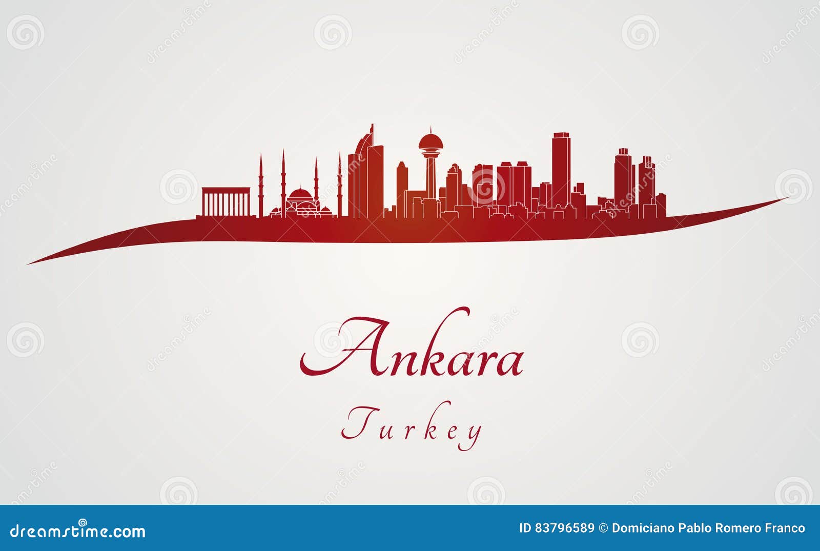 Ankara skyline in red stock vector. Illustration of silhouette - 83796589