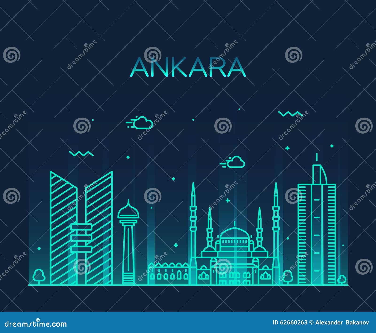 Ankara Skyline And Landmarks Silhouette Cartoon Vector | CartoonDealer ...