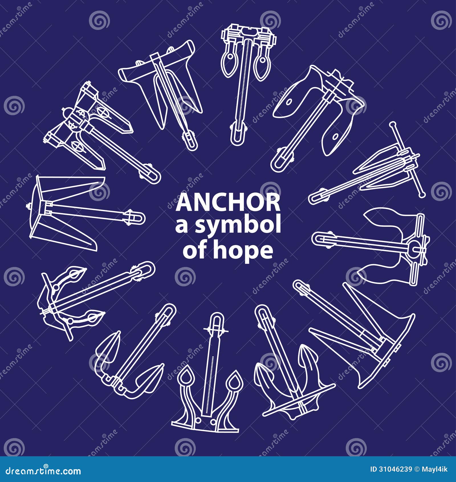 ANKARE - Ett Symbol Av Hopp Vektor Illustrationer - Illustration av ...