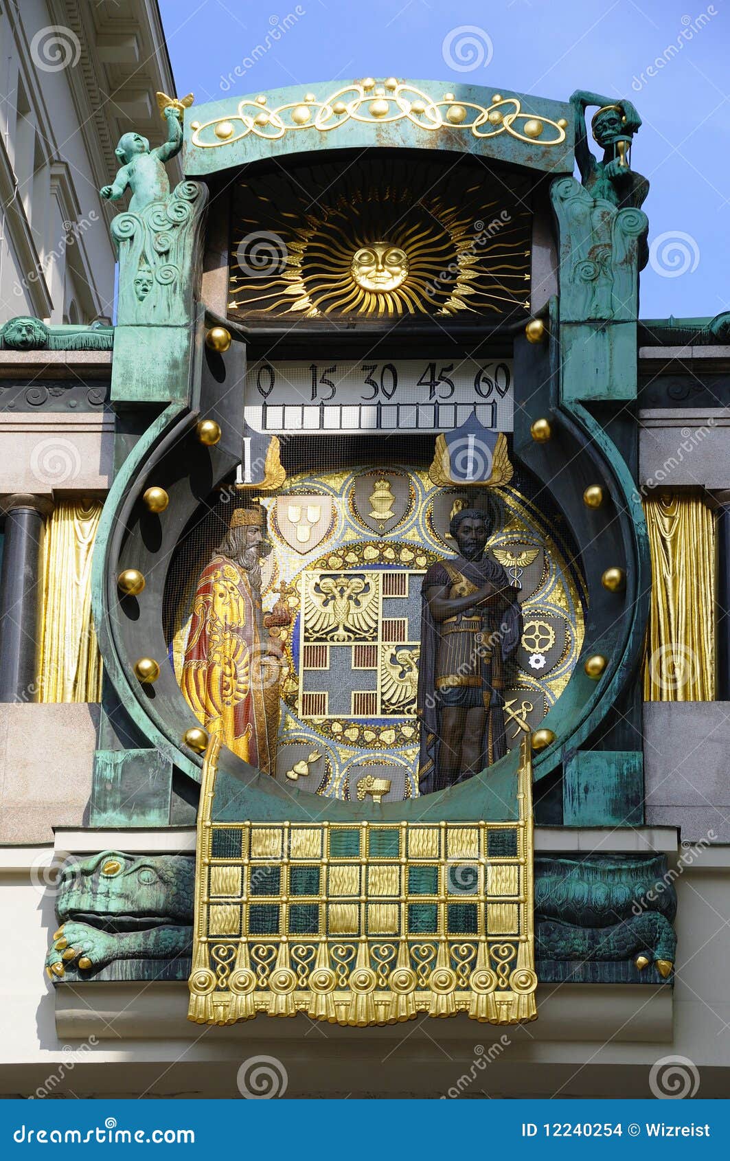 Anker Clock in Hoher Markt stock photo. Image of copper - 12240254