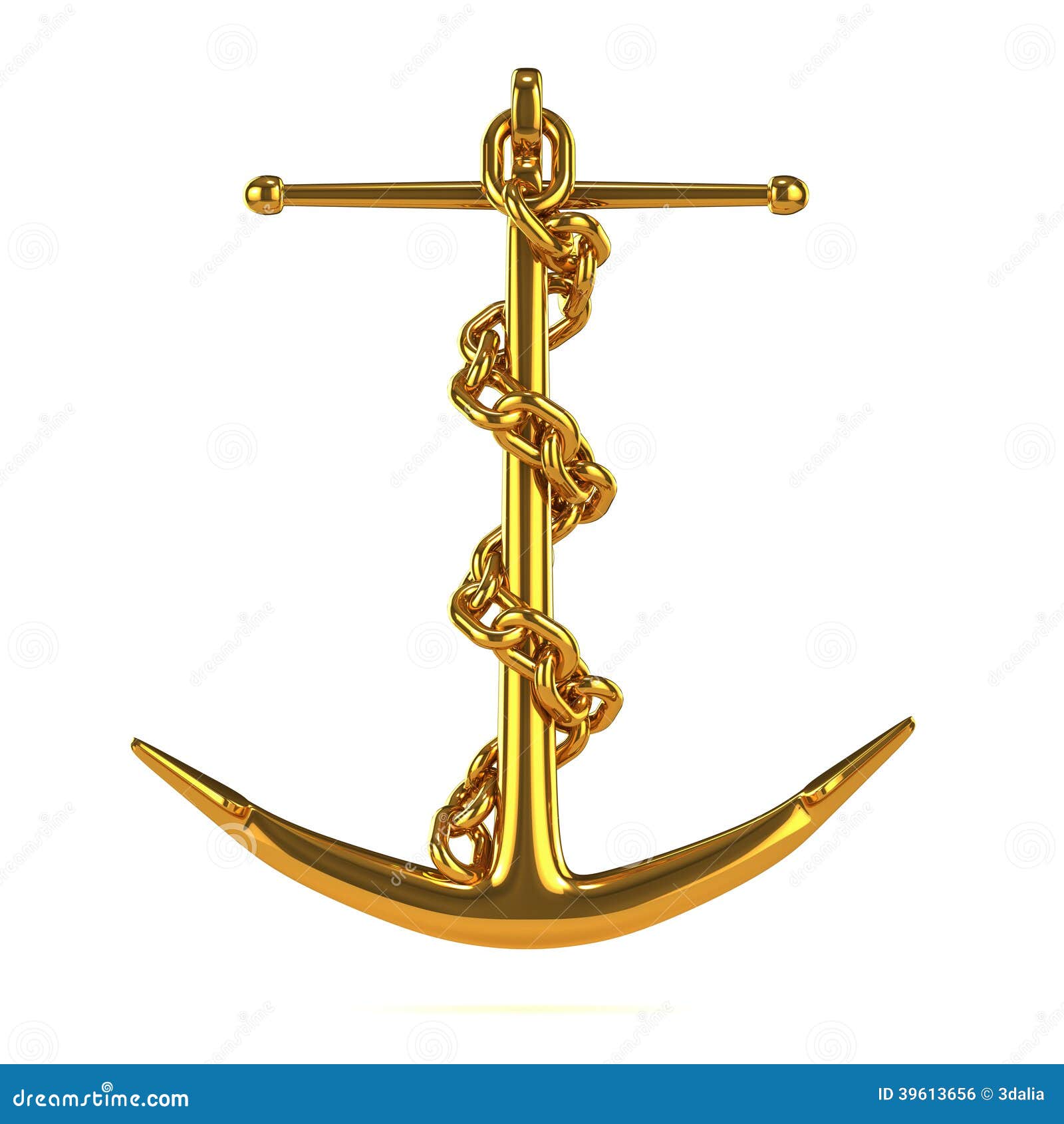 Anker Des Gold 3d Mit Kette Stock Abbildung - Illustration von ...