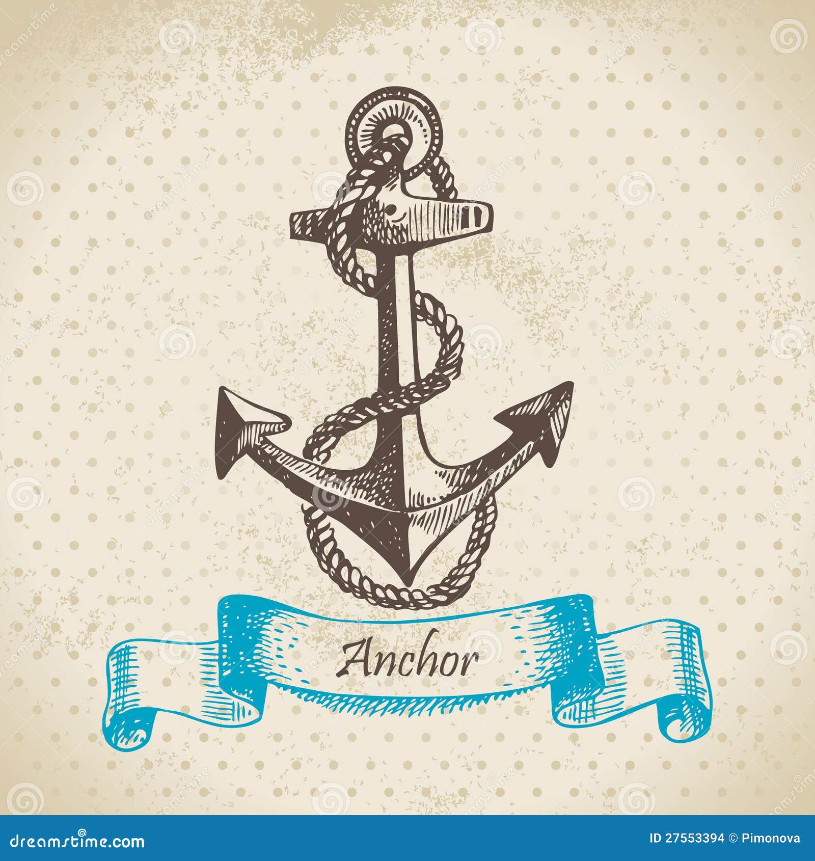 Anker. Hand Gezeichnete Illustration Vektor Abbildung - Illustration ...