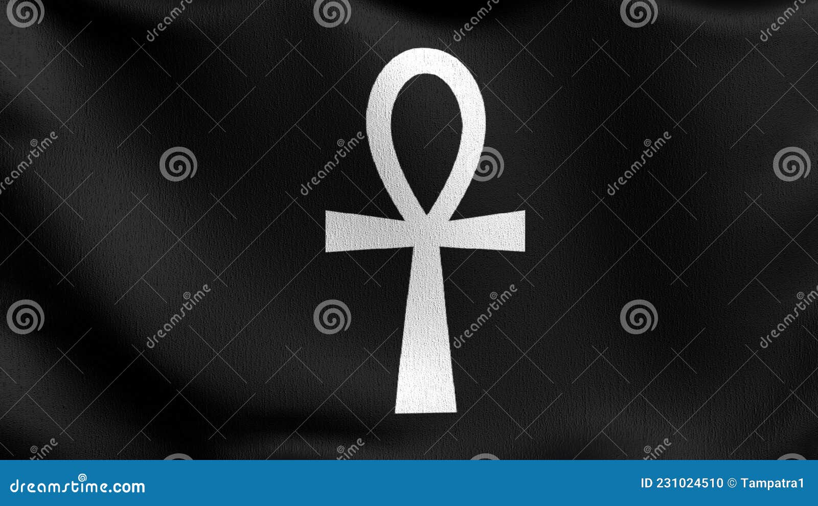 Ankh, Cross Sign Flag Blowing in the Wind. 3D Rendering Illustration of ...