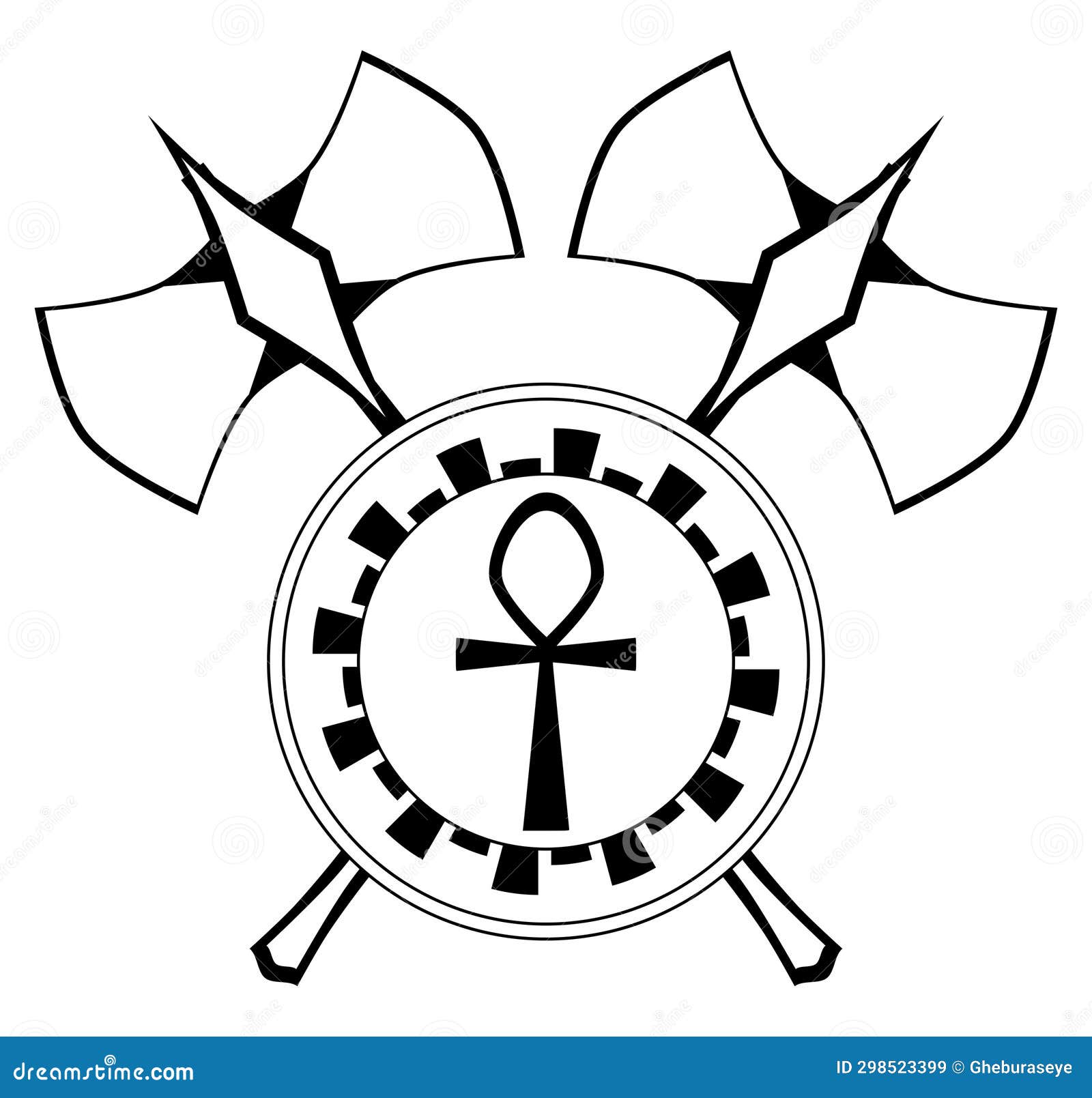 Ankh with Double Axes, Black and White, Patterned, Isolated. Stock ...