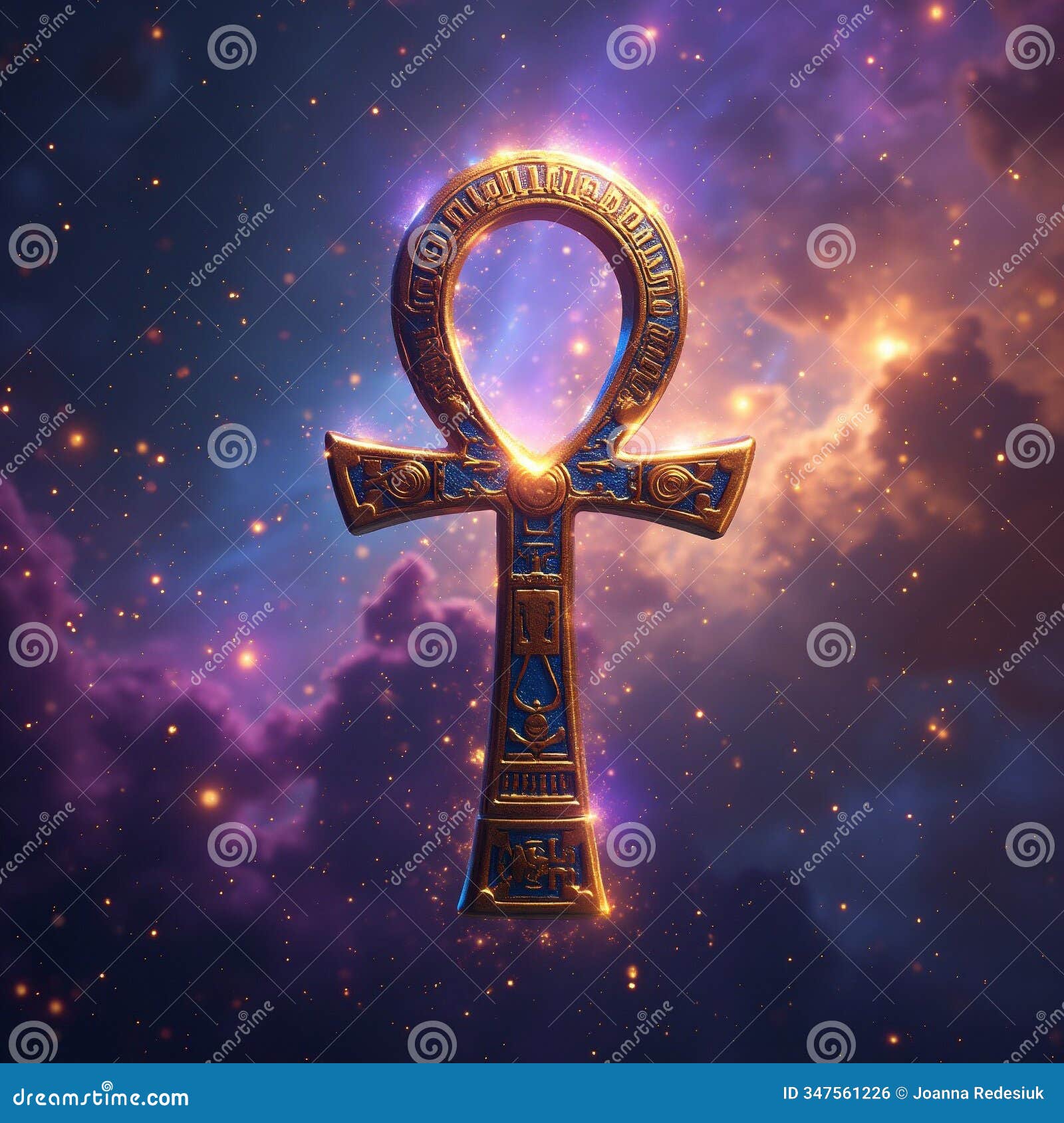 A Ankh Symbol Appears Against A Cosmic Background Stock Photo ...