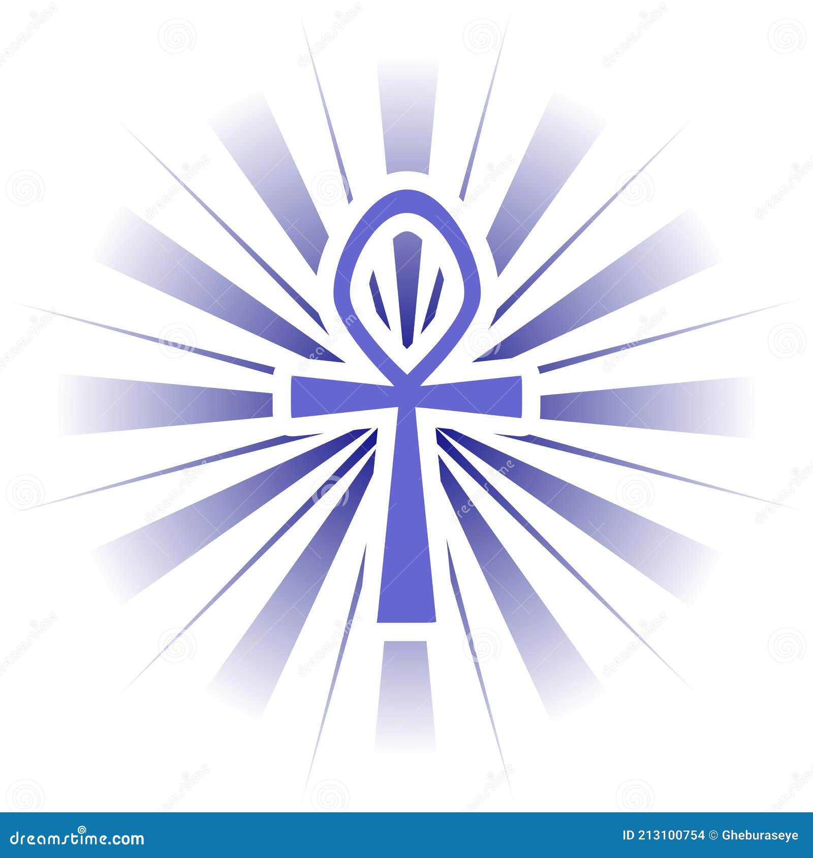 Ankh Symbol with Rays of Light, Blue, Ancient Egypt, Isolated. Stock ...