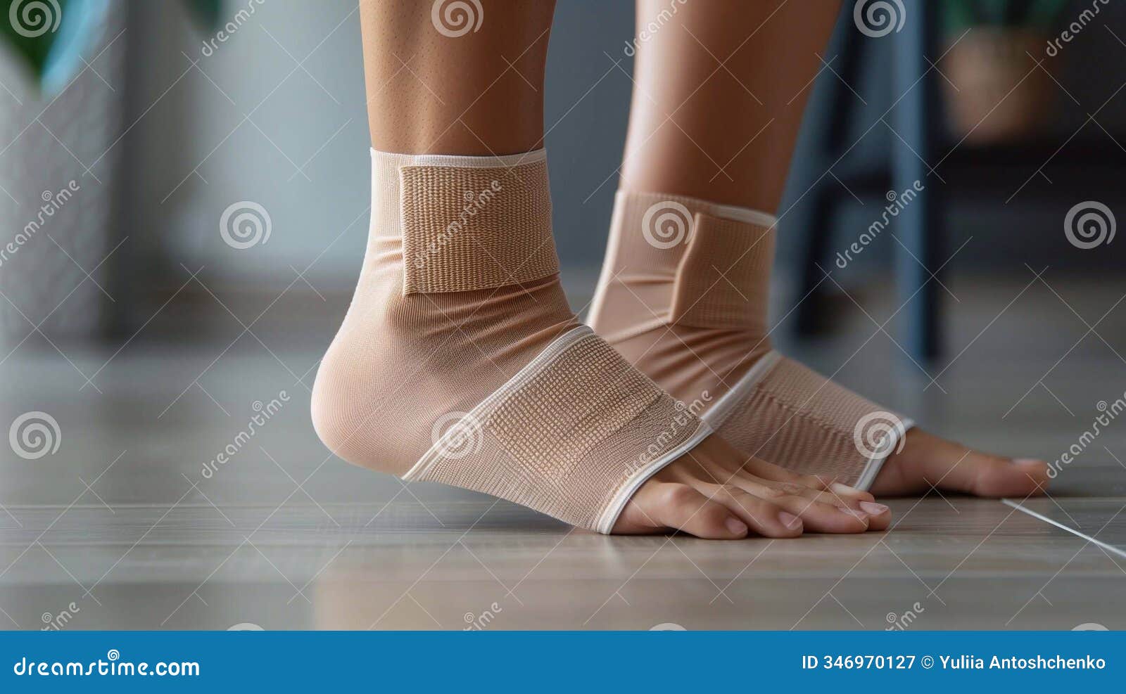 An Ankle Bandage is Securely Wrapped Around a Foot Providing Support ...