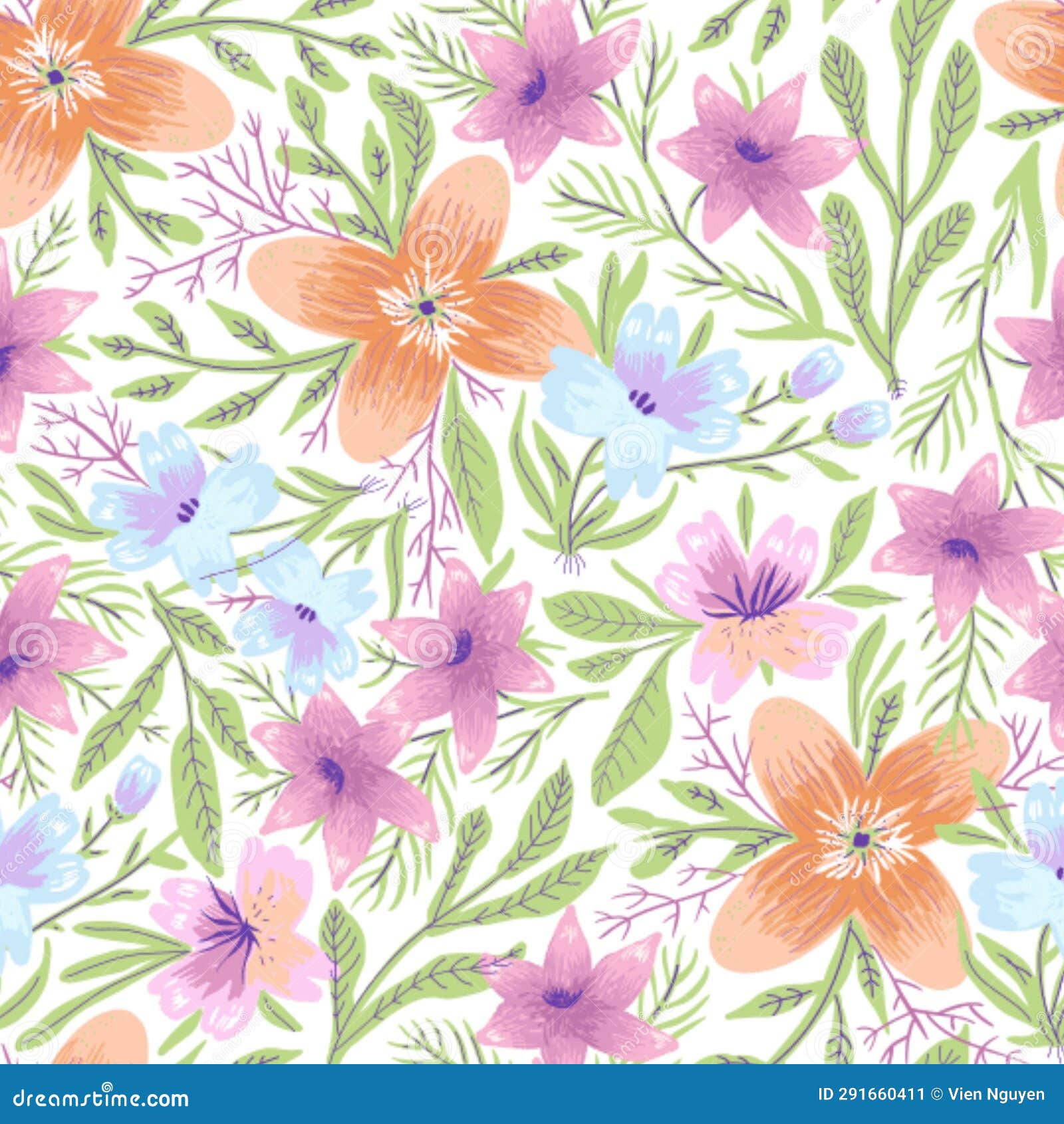 Floral Seamless Pattern 12x12 - 2 Stock Illustration - Illustration of ...