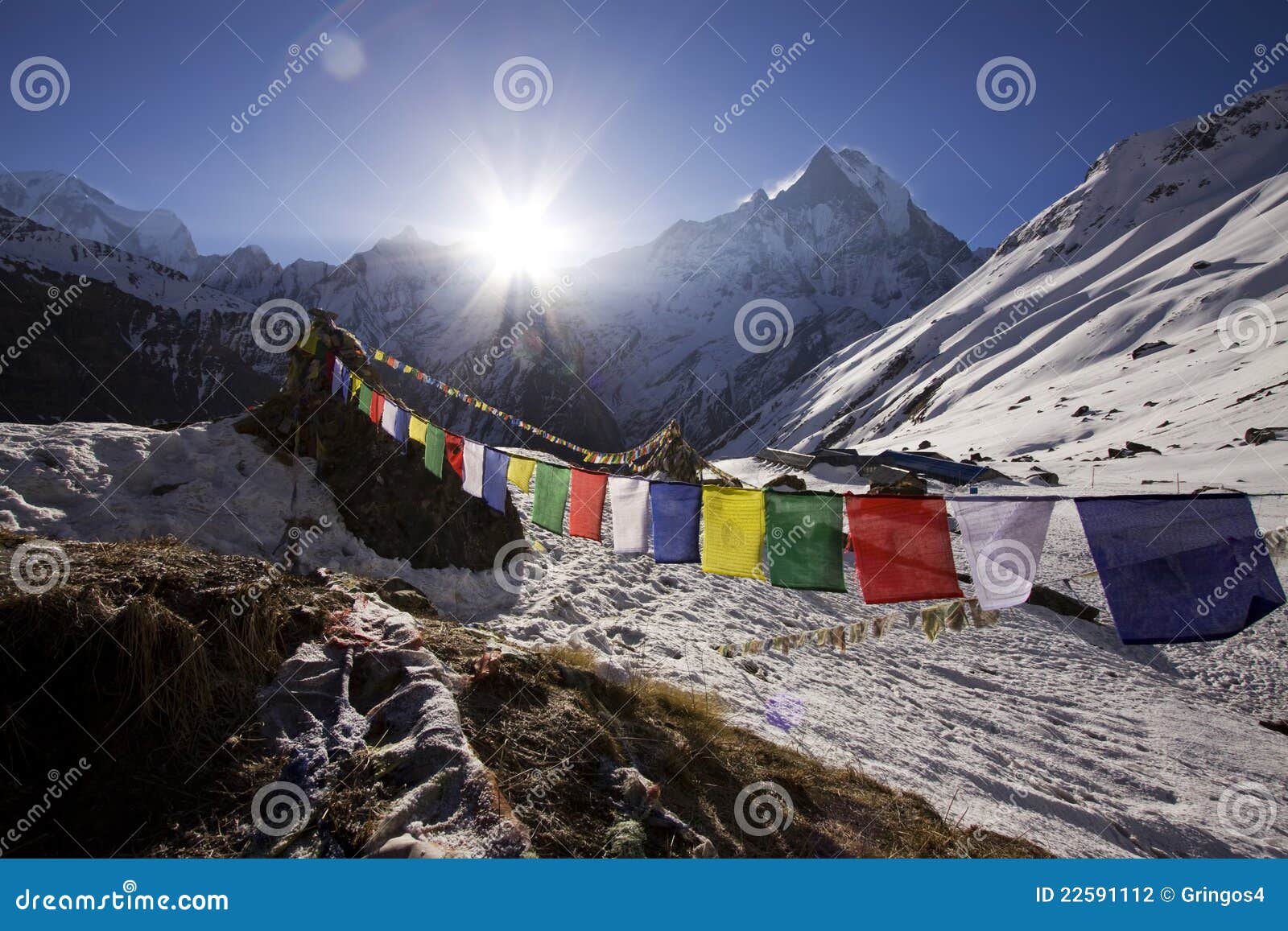 Annapurna Base Camp with Machhapuchhre Stock Photo - Image of panorama ...