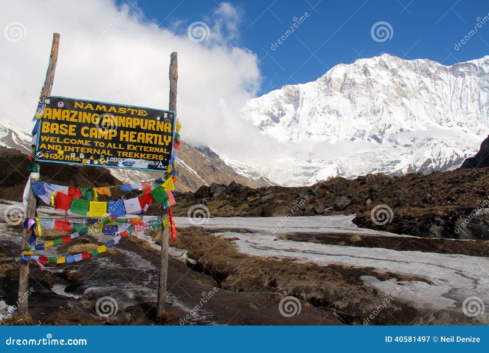 Annapurna base camp sign editorial photography. Image of fishtail ...