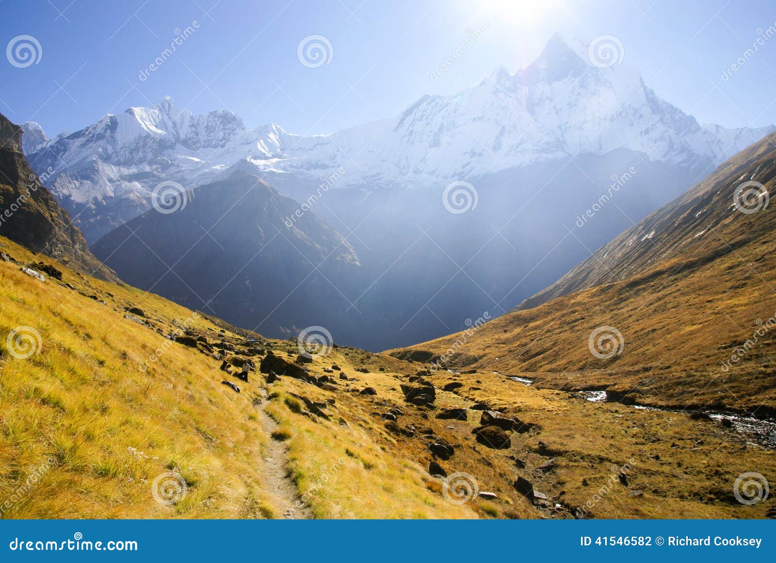 Annapurna Mountain Range Panorama View Of Macchapuchre Fish Tail ...